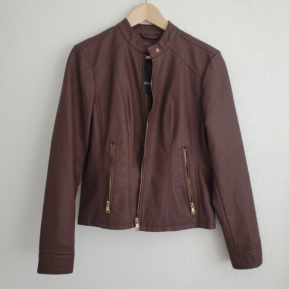 Baccini | Jackets & Coats | Nwt Brown Leather Jacket | Poshmark
